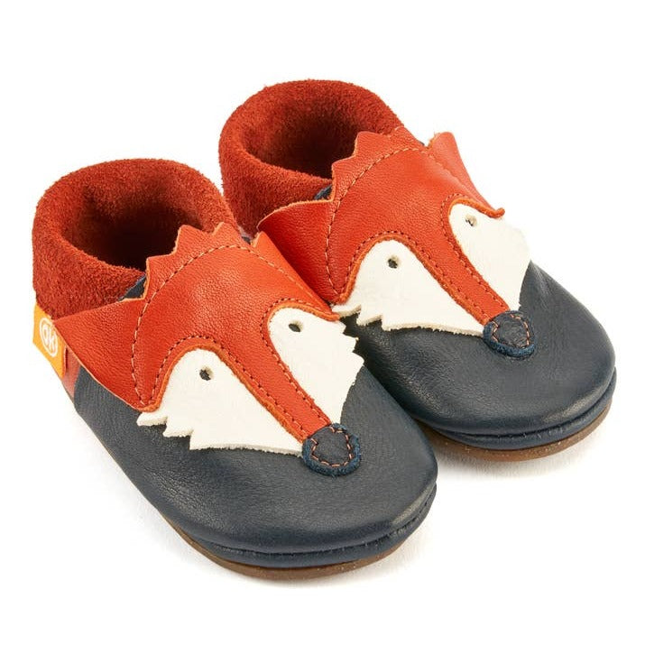 Orangenkinder Boy's and Girl's AMIGO Fox Motif Barefoot Shoes, Dark Bl ...