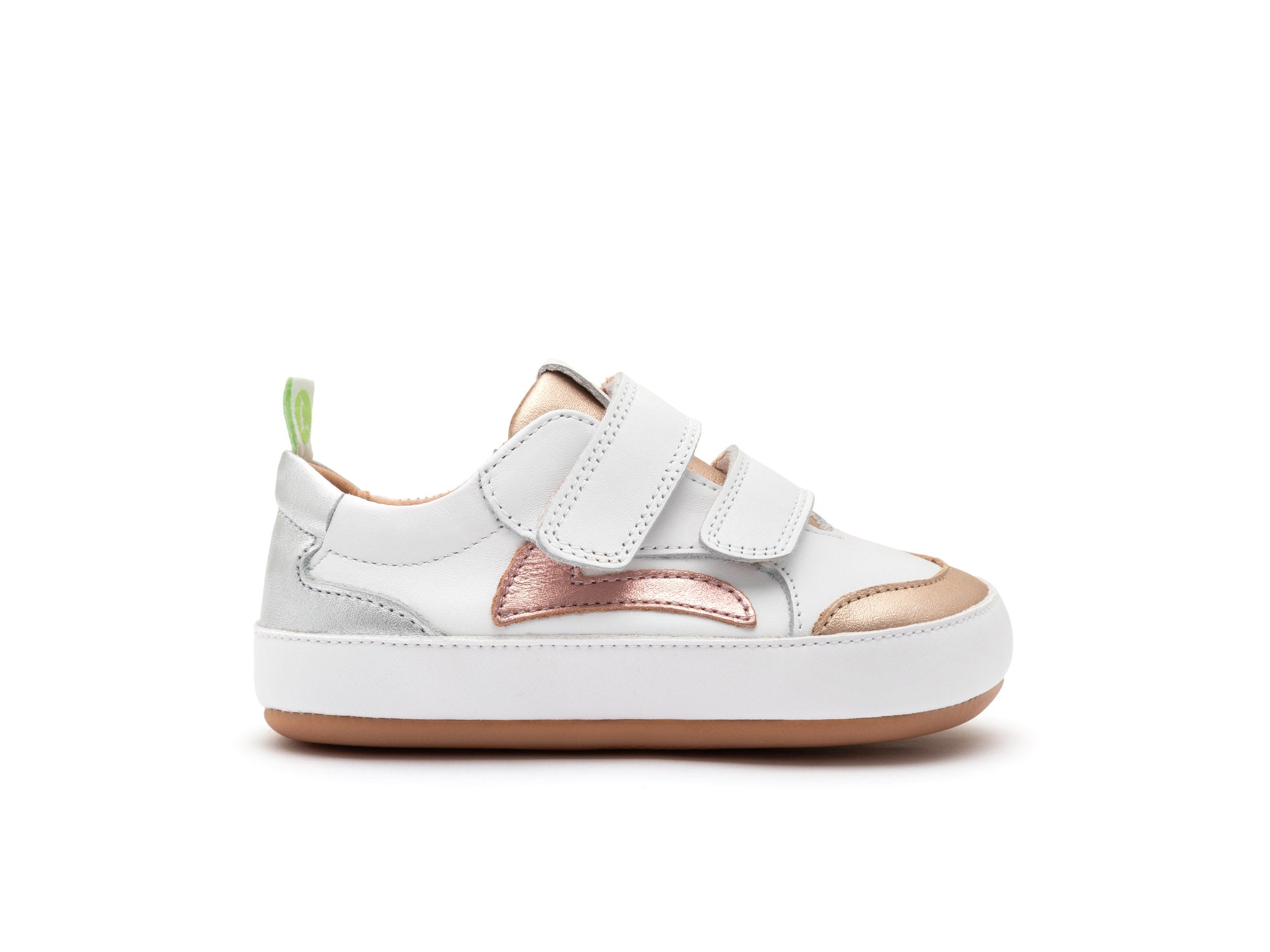 Tip Toey Joey Girl's Landy Sneakers - White / Rose Gold / Metallic Sal ...