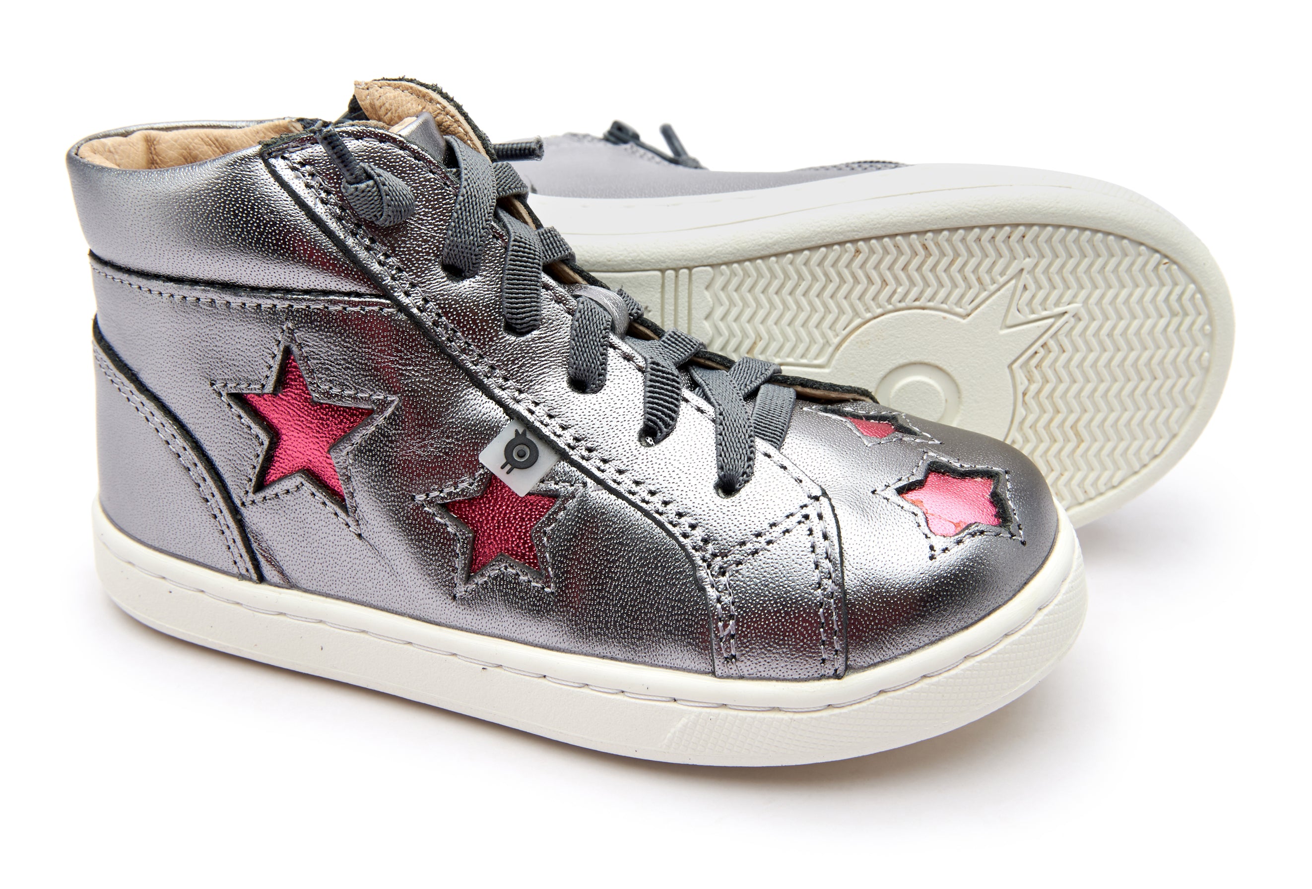 Old Soles Girl's Starey High Top Sneaker, Rich Silver/Fuchsia Foil ...