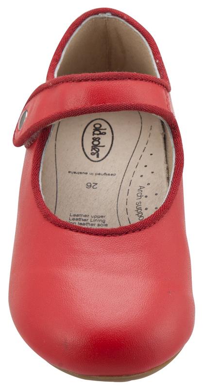 Old Soles Girl's 803 Lady Jane Light Red Leather Hook and Loop Decorat ...