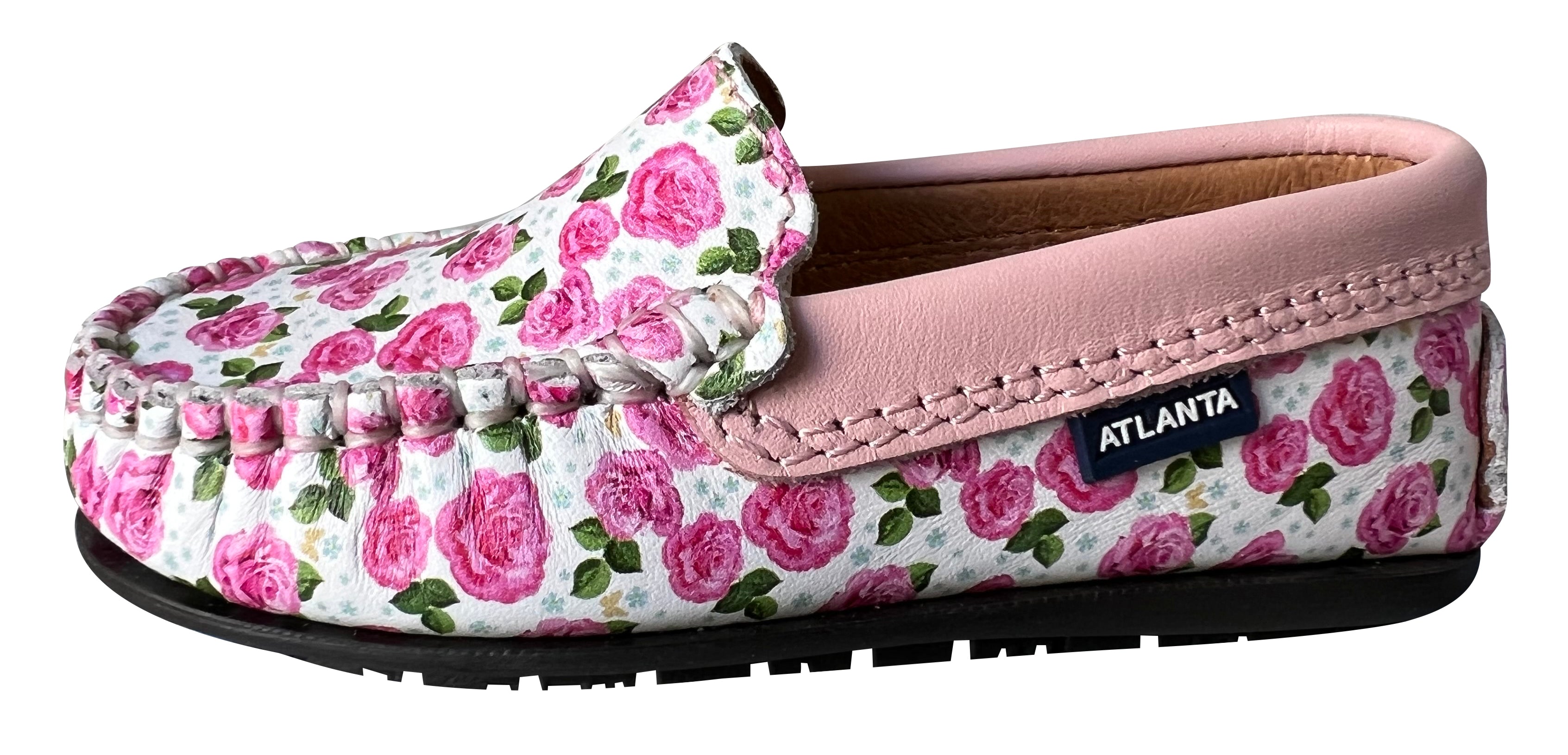 Atlanta Mocassin Girl's Roses Penny Loafers, White/Pink – Just Shoes ...