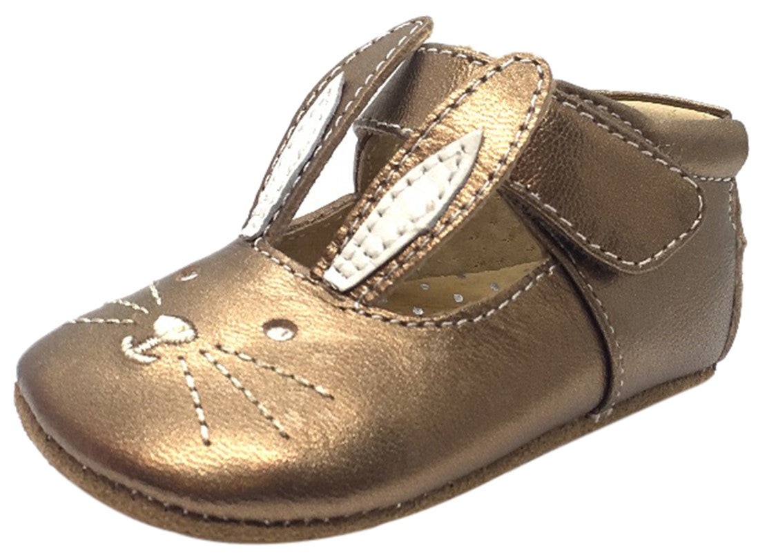 Livie & Luca Girl's Molly Copper Metallic Leather Hook and Loop Mary J ...
