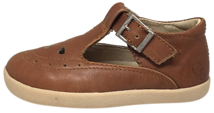 Old Soles Girl's Tea Shoe Tan Leather T-Strap Buckle Mary Jane Shoe ...