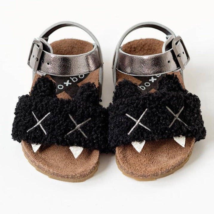 Boxbo Girl's Canine Cork Sandal, Black/Silver – Just Shoes for Kids