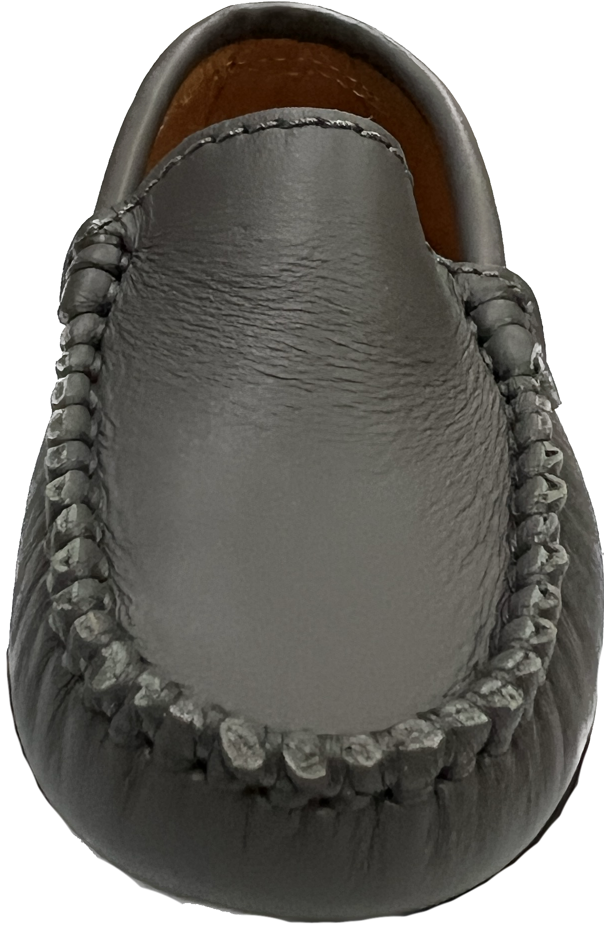 Atlanta Mocassin Boy's and Girl's Plain Vamp Leather Loafers, Grey Smo ...